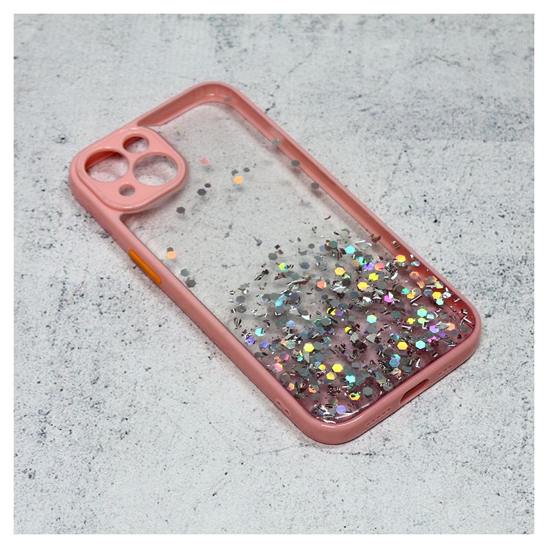 Maskica Frame Glitter za iPhone 13 6.1 roze - Mali Ali