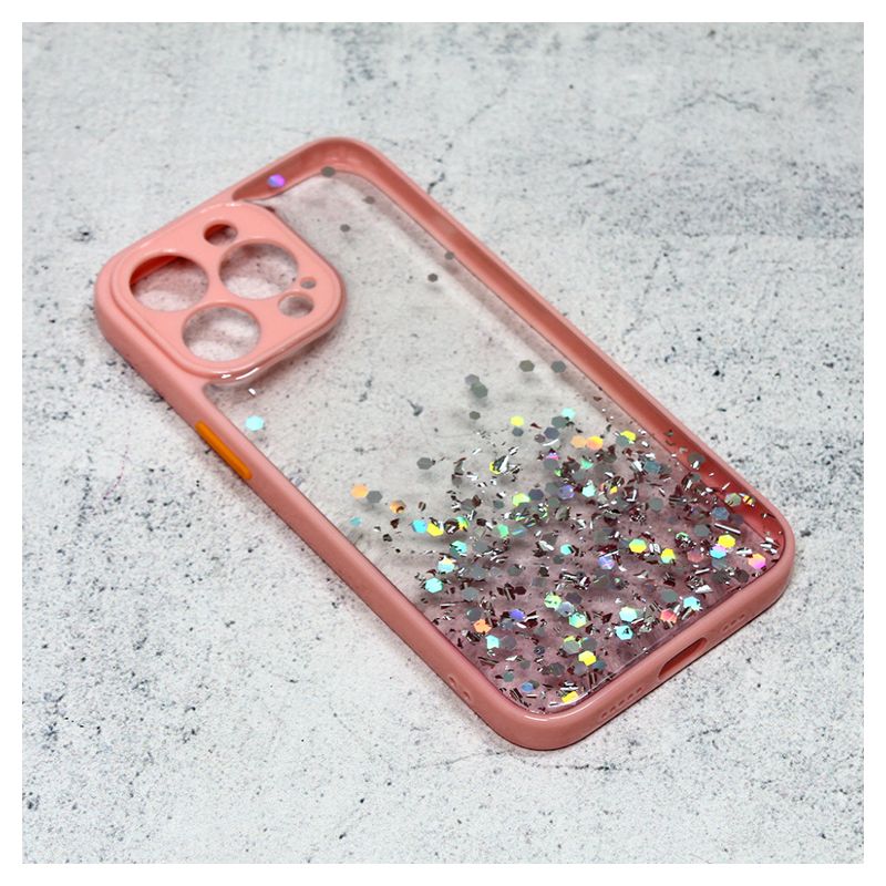 Maskica Frame Glitter za iPhone 13 Pro 6.1 roze - Mali Ali